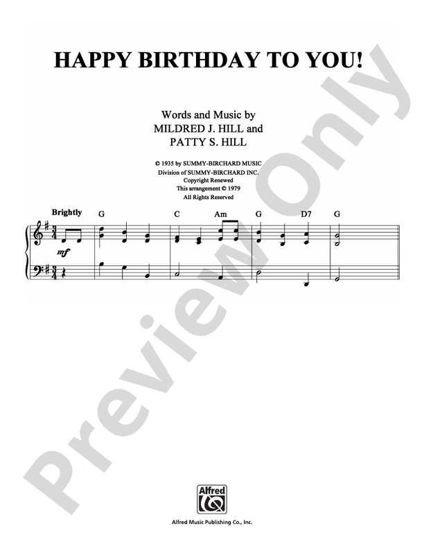 Happy Birthday to You!: Piano/Vocal/Chords: Mildred J. Hill - Digital ...