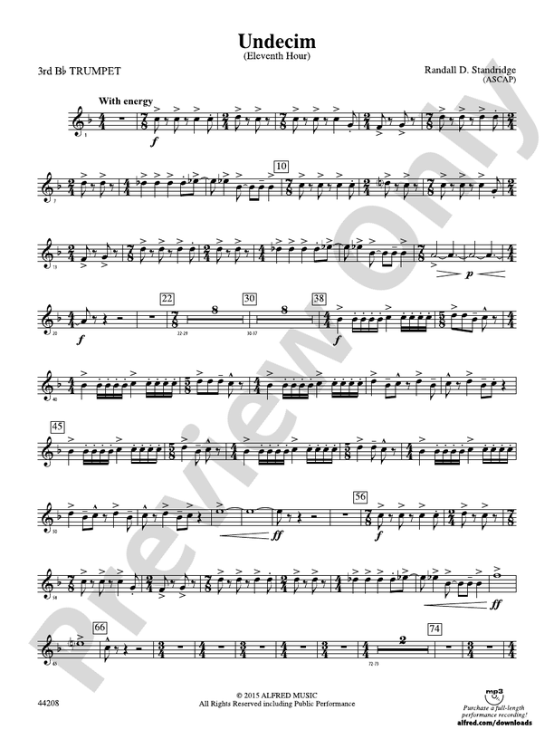 Undecim: 3rd B-flat Trumpet: 3rd B-flat Trumpet Part - Digital Sheet ...