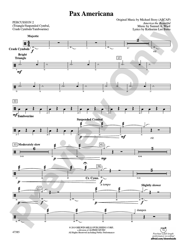 Pax Americana: 2nd Percussion: 2nd Percussion Part - Digital Sheet ...