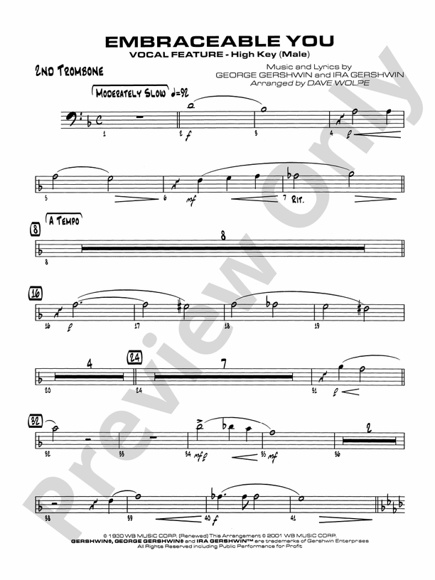 Embraceable You: 2nd Trombone: 2nd Trombone Part - Digital Sheet Music Download