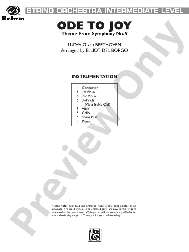 Ode to Joy: Score: String Orchestra Score - Digital Sheet Music Download