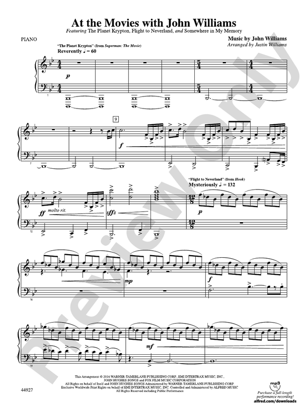 At the Movies with John Williams: Piano Accompaniment: Piano ...