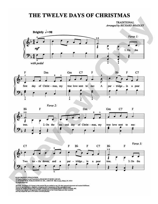 The Twelve Days of Christmas: Easy Piano: Traditional - Digital Sheet ...