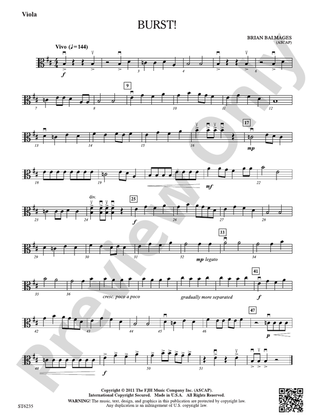 Burst!: Viola: Viola Part: Brian Balmages - Digital Sheet Music Download