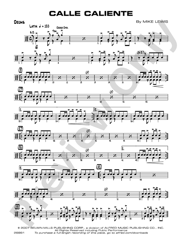 Calle Caliente: Drums: Drums Part - Digital Sheet Music Download