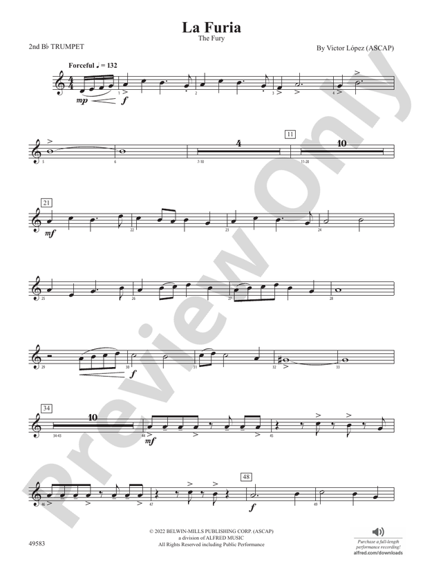 La Furia: 2nd B-flat Trumpet: 2nd B-flat Trumpet Part - Digital Sheet ...