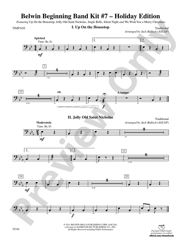 Belwin Beginning Band Kit #7: Holiday Edition: Timpani: Timpani Part ...