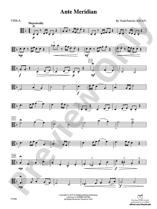 Ante Meridian: Viola: Viola Part - Digital Sheet Music Download