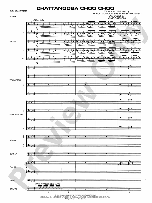 Chattanooga Choo Choo: Score: Vocal Jazz Score - Digital Sheet Music ...