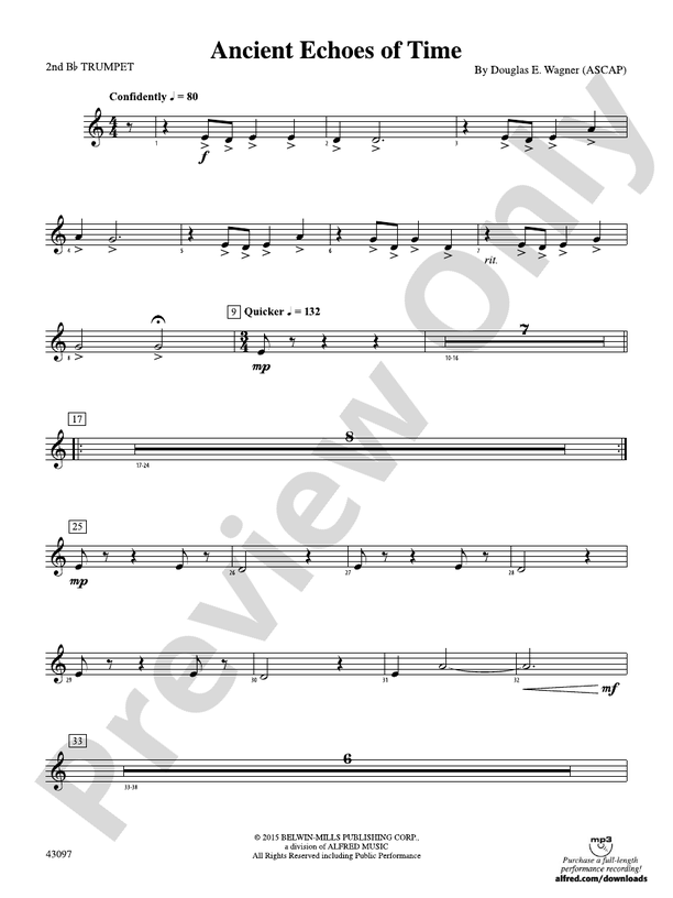 Ancient Echoes of Time: 2nd B-flat Trumpet: 2nd B-flat Trumpet Part - Digital Sheet Music Download