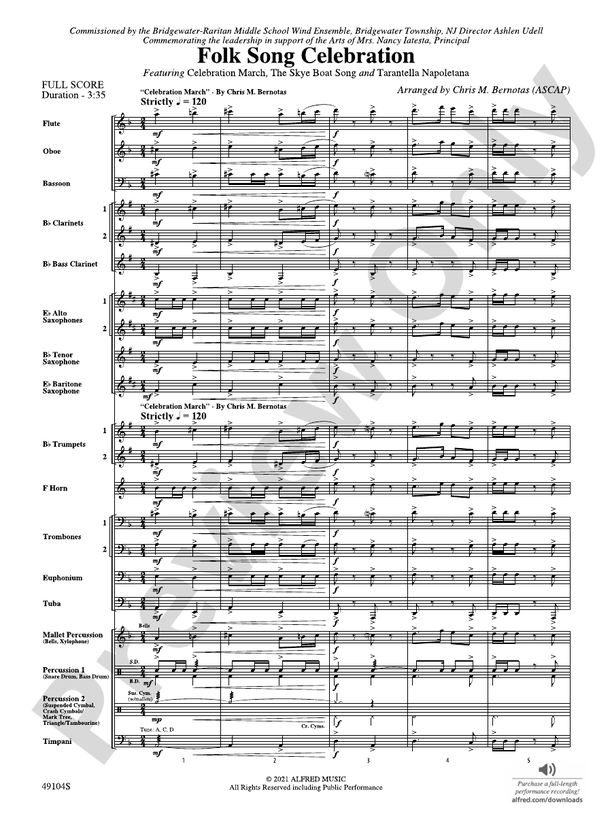 Folk Song Celebration: Concert Band Conductor Score & Parts: Chris M. Bernotas - Digital Sheet ...