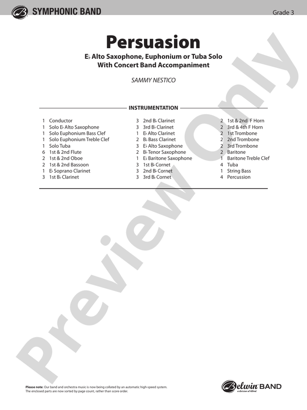 Persuasion: Score: Concert Band Score - Digital Sheet Music Download