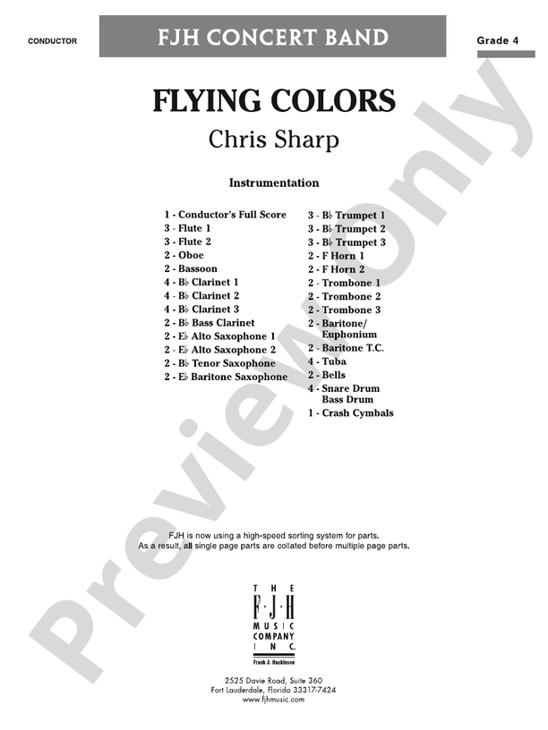 Flying Colors: Concert Band Conductor Score & Parts: Chris Sharp - Digital Sheet Music Download