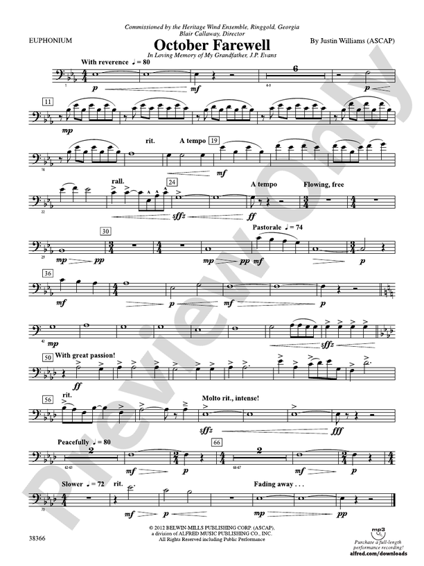 October Farewell: Baritone B.C.: Baritone B.C. Part - Digital Sheet ...