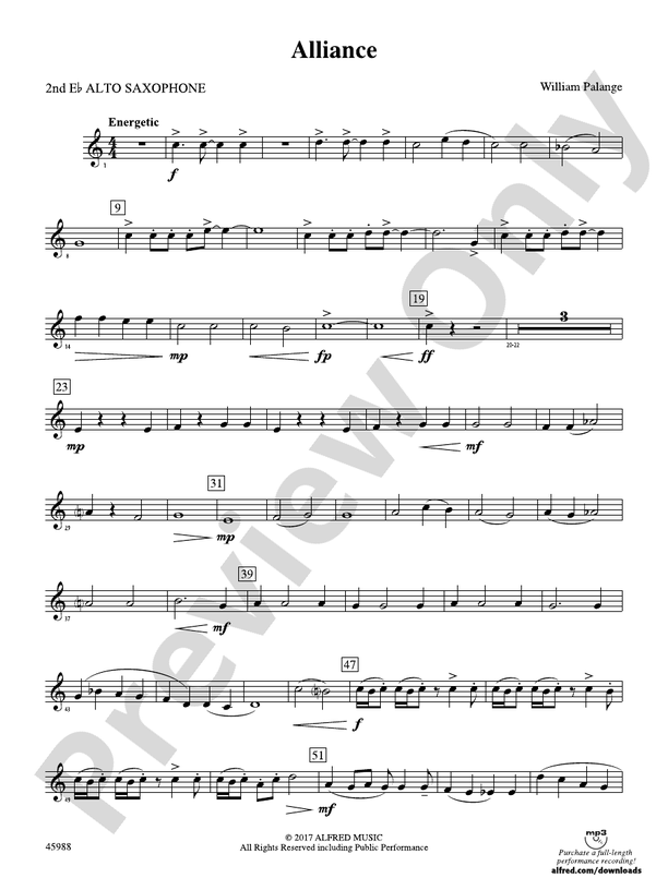 Alliance: 2nd E-flat Alto Saxophone: 2nd E-flat Alto Saxophone Part - Digital Sheet Music Download