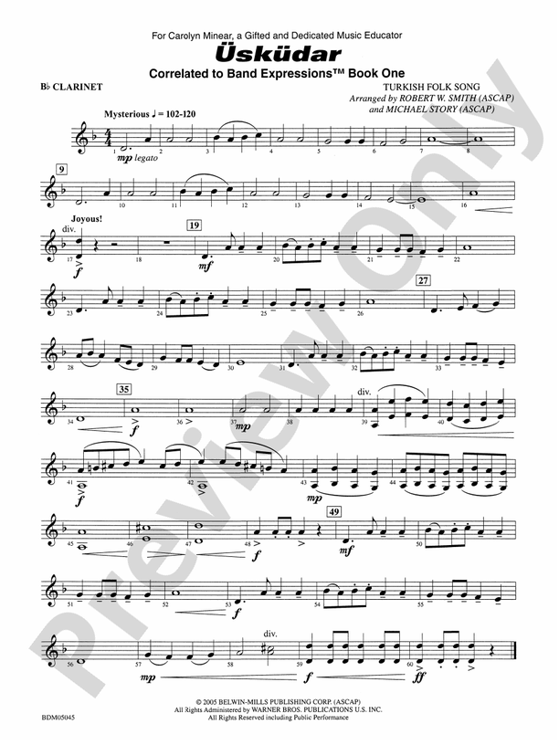 ÜskÜdar: 1st B-flat Clarinet: 1st B-flat Clarinet Part - Digital Sheet ...