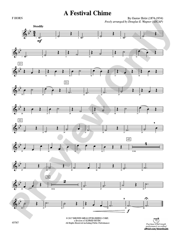 A Festival Chime: 1st F Horn: 1st F Horn Part - Digital Sheet Music ...