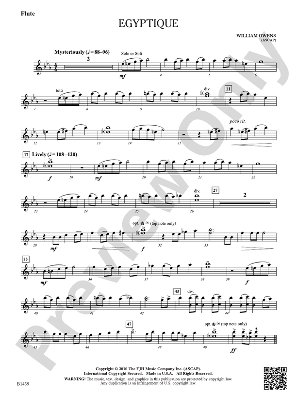Egyptique: Flute: Flute Part: William Owens - Digital Sheet Music Download