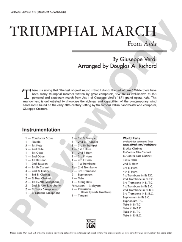 Triumphal March (from Aida): Score: Concert Band Score - Digital Sheet ...
