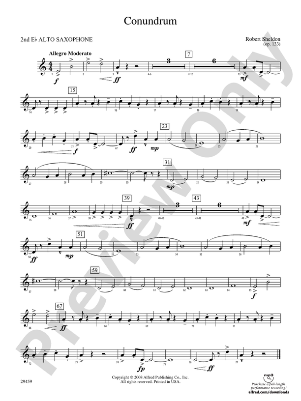 Conundrum: 2nd E-flat Alto Saxophone: 2nd E-flat Alto Saxophone Part - Digital Sheet Music Download
