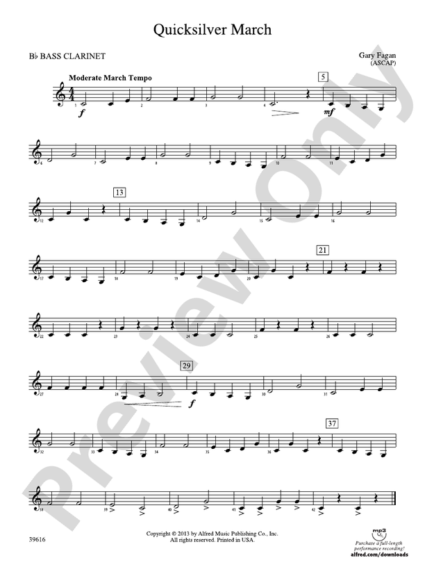 Quicksilver March: B-flat Bass Clarinet: B-flat Bass Clarinet Part - Digital Sheet Music Download