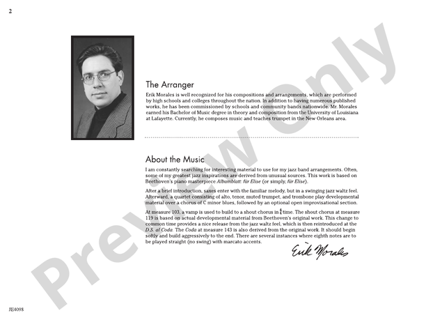 Blues für Elise: Score: Jazz Ensemble Score: Ludwig van Beethoven - Digital Sheet Music Download