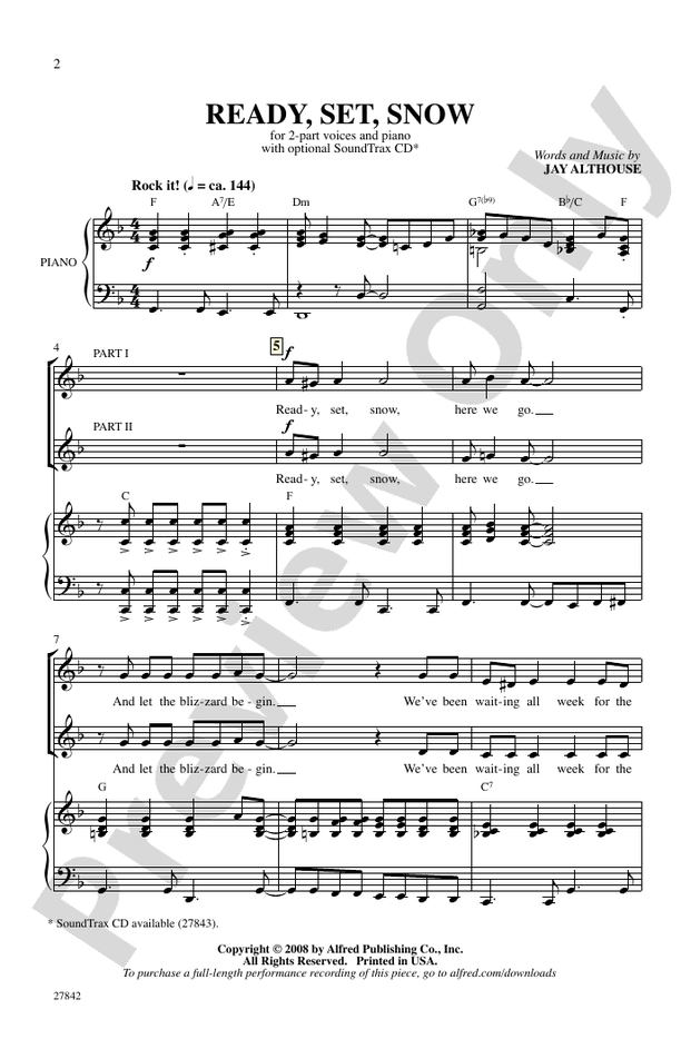 Ready, Set, Snow: 2-Part Choral Octavo: Jay Althouse - Digital Sheet ...