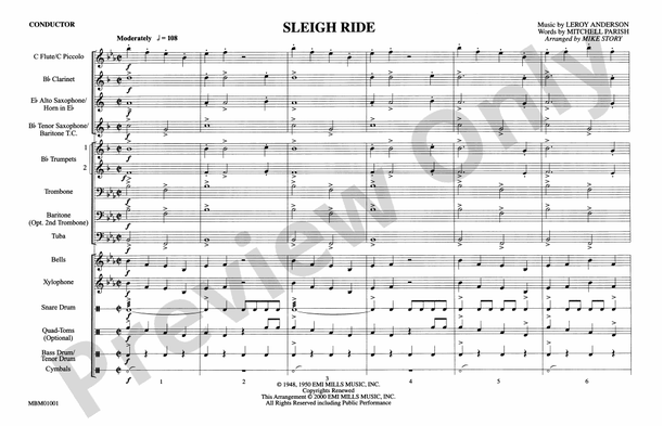 Sleigh Ride: Score: Marching Band Score - Digital Sheet Music Download