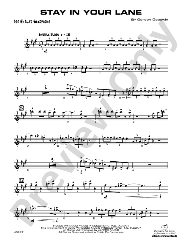 Stay in Your Lane: E-flat Alto Saxophone: E-flat Alto Saxophone Part ...