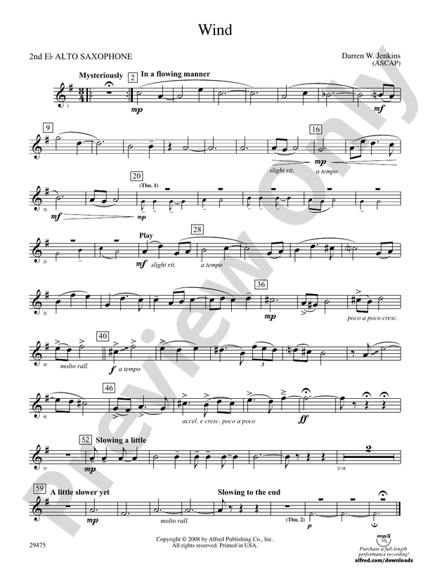 Wind 2nd E Flat Alto Saxophone 2nd E Flat Alto Saxophone Part
