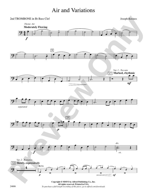 Air and Variations: (wp) 2nd B-flat Trombone B.C.: (wp) 2nd B-flat ...