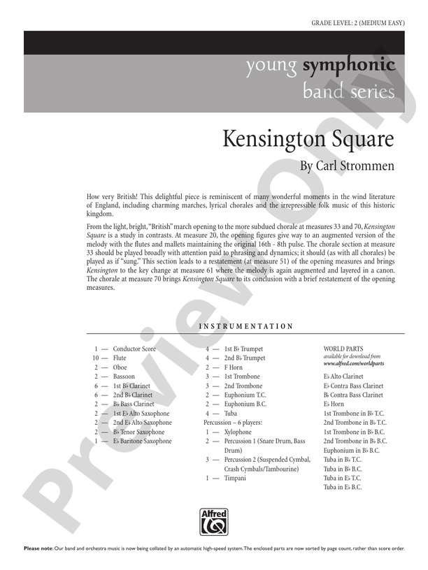Kensington Square: Score: Concert Band Score - Digital Sheet Music Download