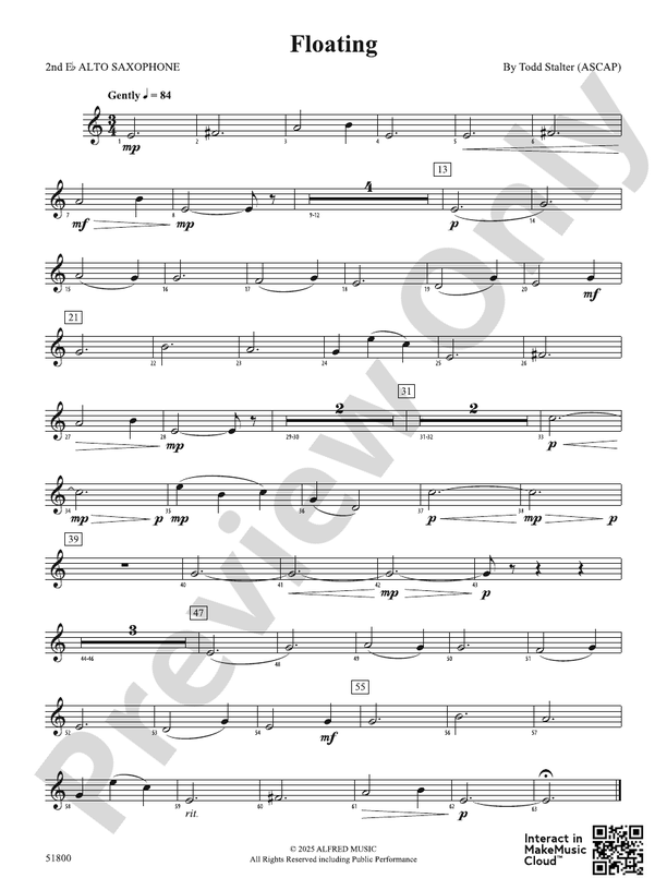 Floating: 2nd E-flat Alto Saxophone: 2nd E-flat Alto Saxophone Part ...