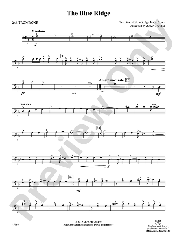 The Blue Ridge: 2nd Trombone: 2nd Trombone Part - Digital Sheet Music ...
