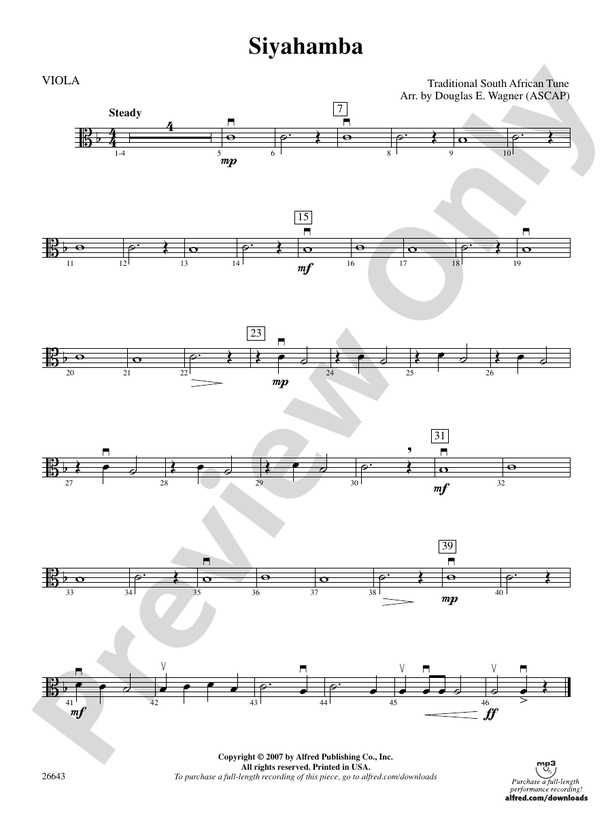 Siyahamba: Viola: Viola Part - Digital Sheet Music Download