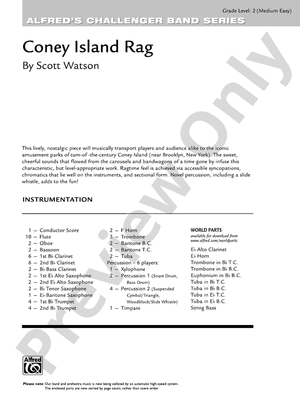 Coney Island Rag: Score: Concert Band Score - Digital Sheet Music Download