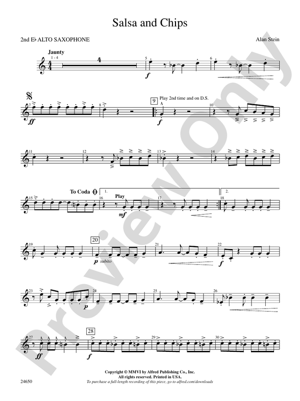 Salsa and Chips: 2nd E-flat Alto Saxophone: 2nd E-flat Alto Saxophone Part - Digital Sheet Music ...
