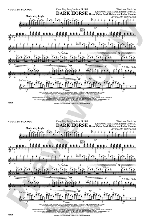 Dark Horse: Flute: Flute Part - Digital Sheet Music Download