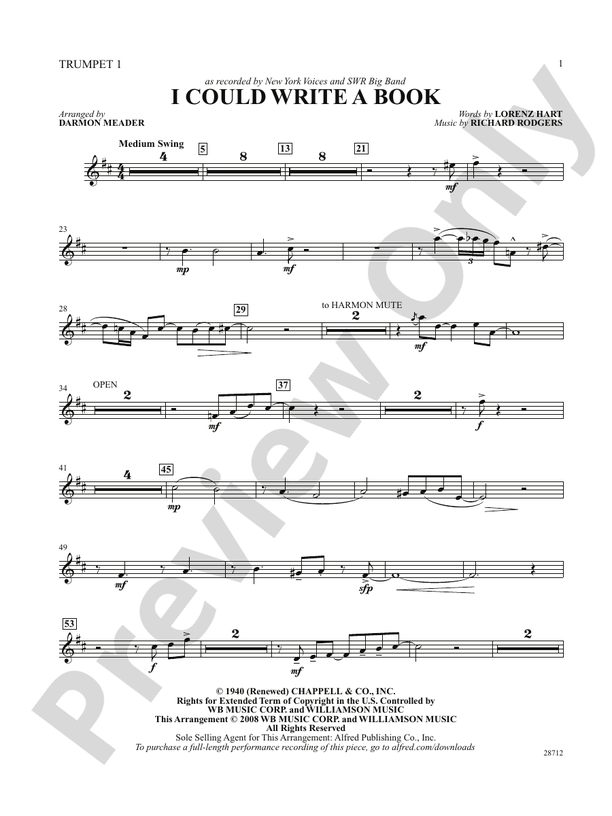 I Could Write a Book: 1st B-flat Trumpet: 1st B-flat Trumpet Part ...