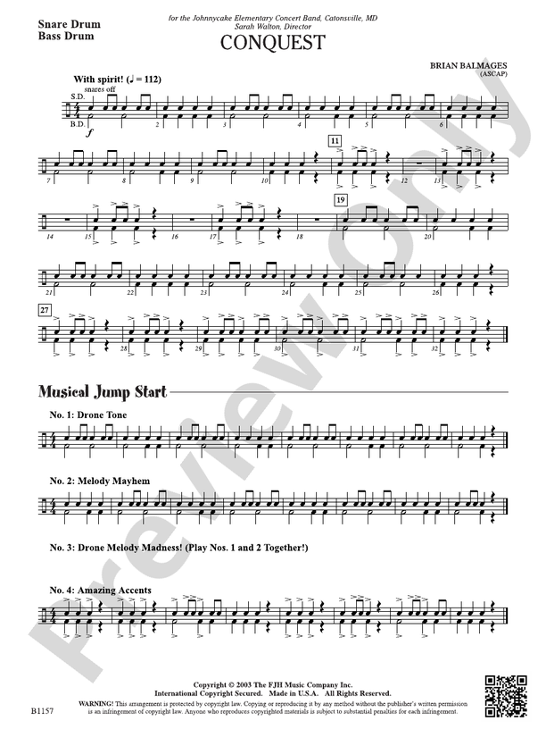 Conquest: Snare Drum: Snare Drum Part: Brian Balmages - Digital Sheet ...