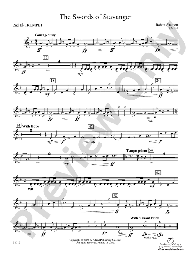 The Swords of Stavanger: 2nd B-flat Trumpet: 2nd B-flat Trumpet Part - Digital Sheet Music Download