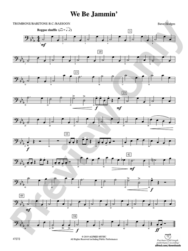 We Be Jammin': 1st Trombone: 1st Trombone Part - Digital Sheet Music ...