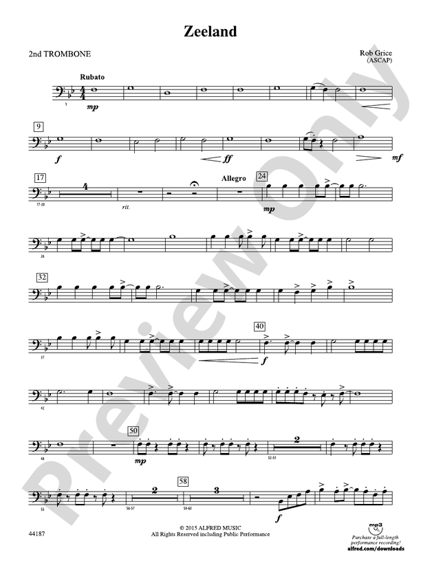 Zeeland: 2nd Trombone: 2nd Trombone Part - Digital Sheet Music Download