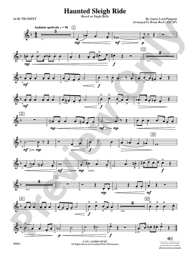 Haunted Sleigh Ride: 1st B-flat Trumpet: 1st B-flat Trumpet Part ...