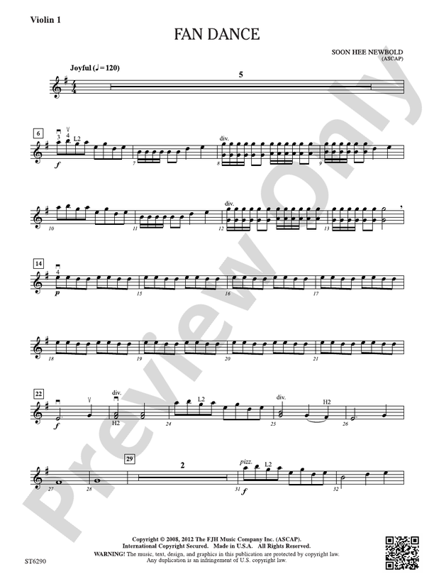 Fan Dance: Violin 1: Violin 1 Part: Soon Hee Newbold - Digital Sheet ...