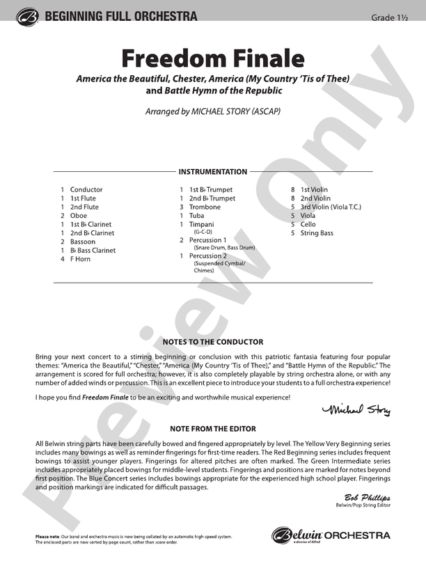 Freedom Finale: Score: Full Orchestra Score - Digital Sheet Music Download