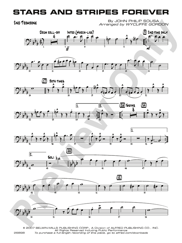 Stars and Stripes Forever: 2nd Trombone: 2nd Trombone Part - Digital Sheet Music Download