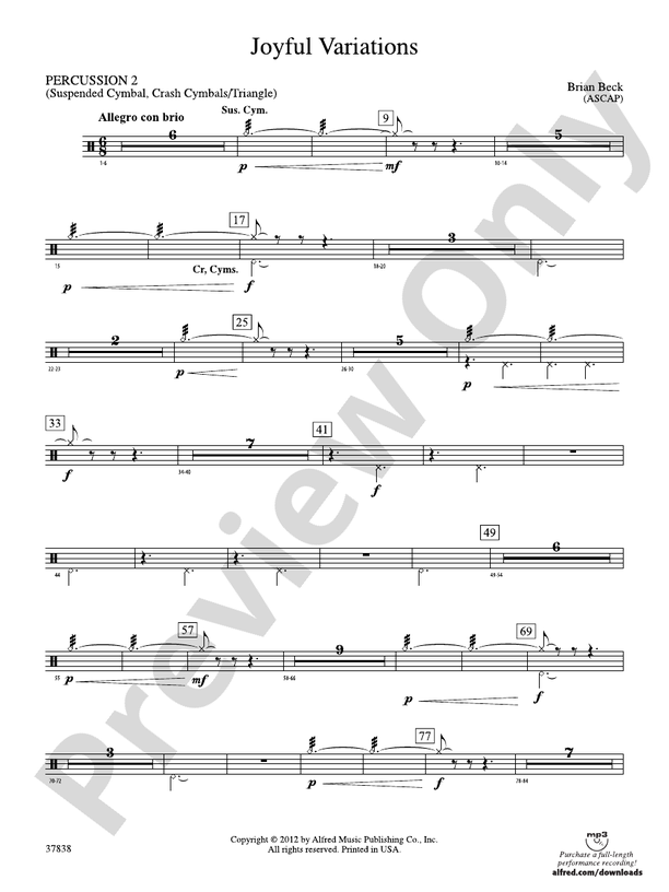 Joyful Variations: 2nd Percussion: 2nd Percussion Part - Digital Sheet Music Download
