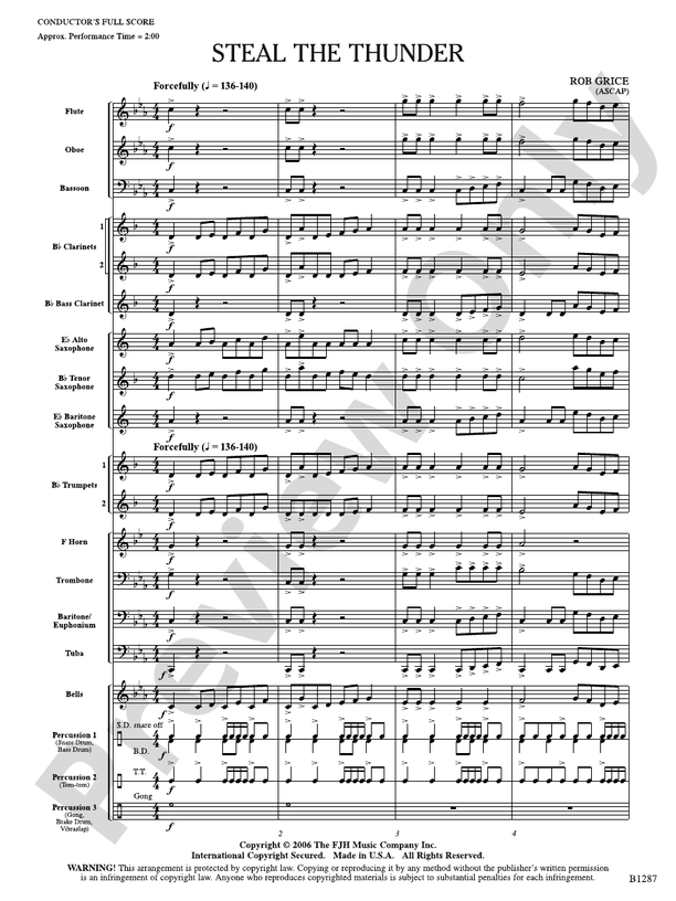 Steal the Thunder: Score: : Rob Grice - Digital Sheet Music Download