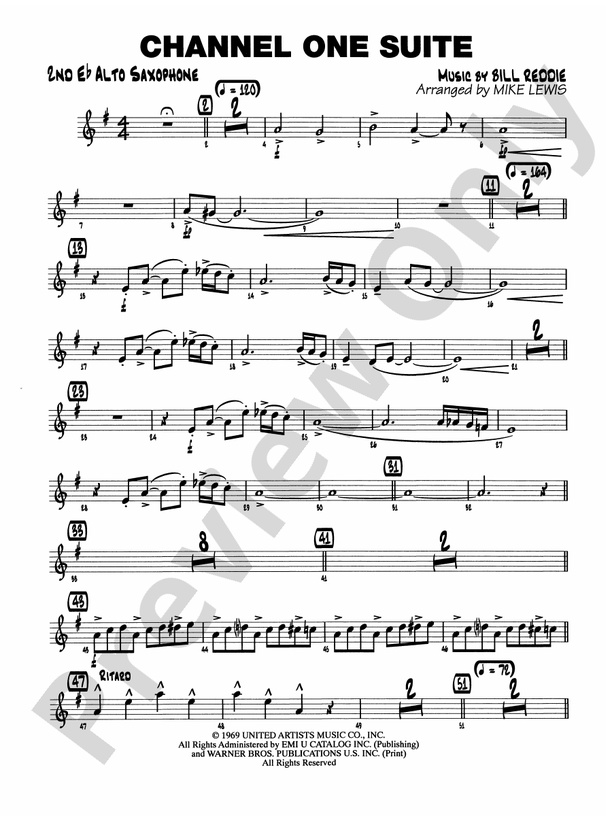 Channel One Suite: 2nd E-flat Alto Saxophone: 2nd E-flat Alto Saxophone Part - Digital Sheet ...